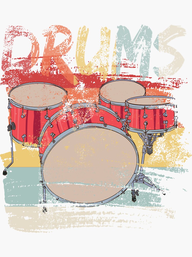 "Retro Drums Gift Idea for Drummer" Sticker for Sale by alwe-designs ...