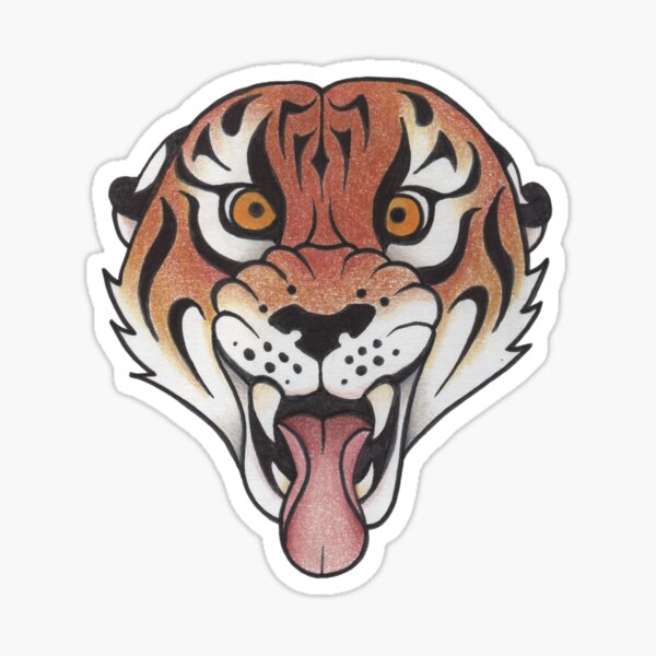 "Old school style tiger" Sticker by IgnisNyke | Redbubble