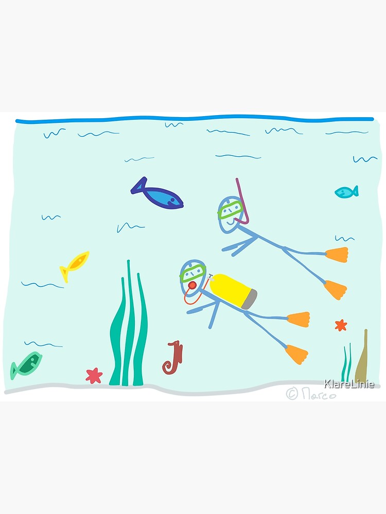 "Stick figure vacation scuba diving fish sea lake reef" Poster by ...