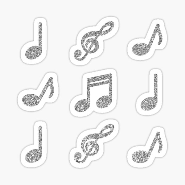 "Silver glitter music notes" Sticker for Sale by OkihanaShop | Redbubble