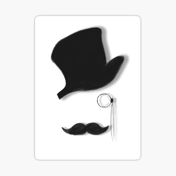 "Black watercolor hat, mustache, monocle" Sticker for Sale by DiNatW ...