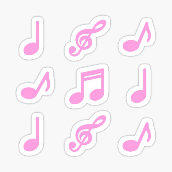 "Pink music notes" Sticker for Sale by OkihanaShop | Redbubble