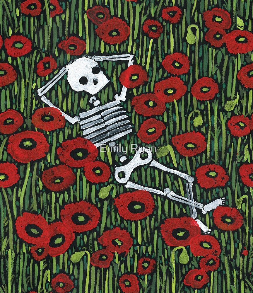 "Skeleton in the Poppies" by Emily Ryan | Redbubble