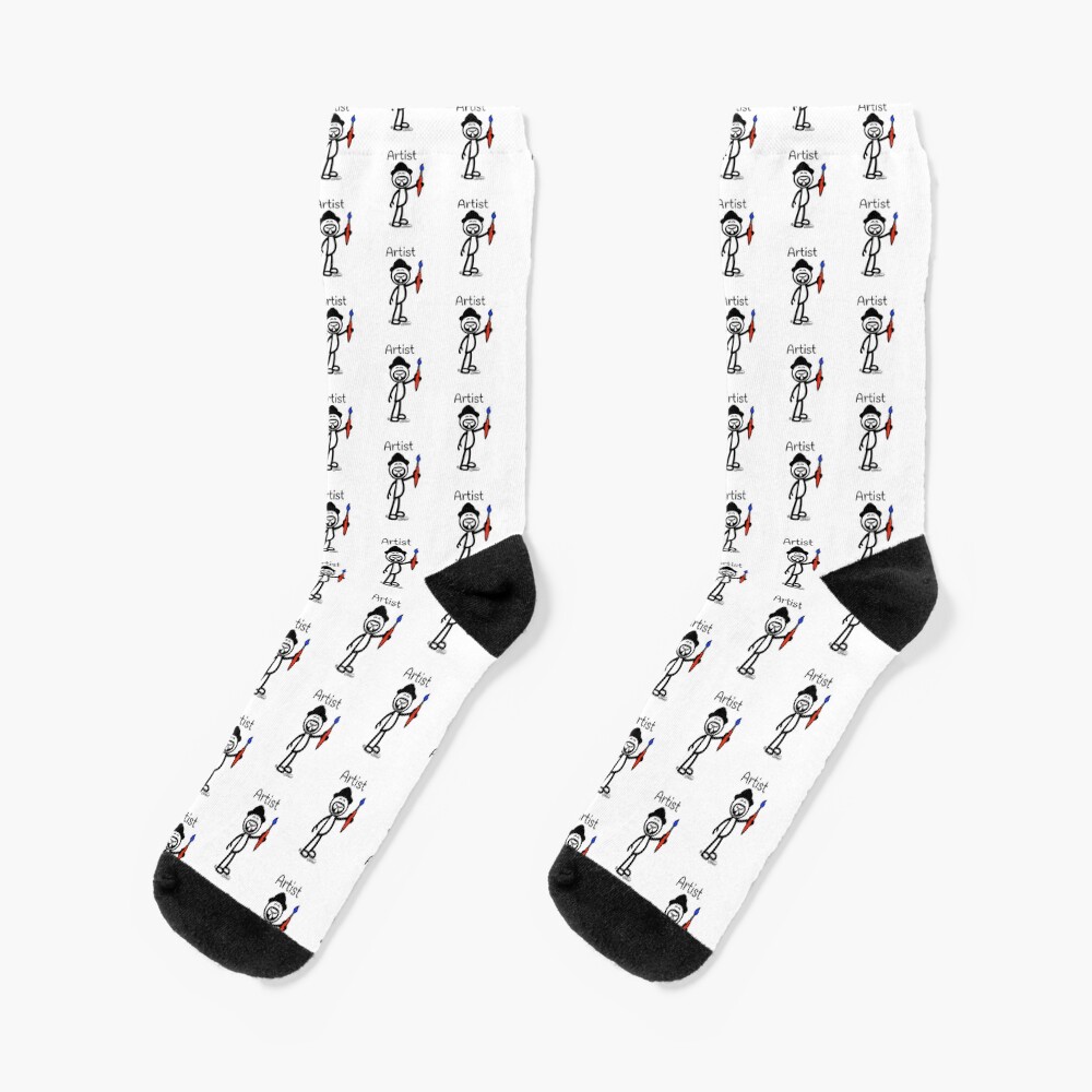 "GG Artist Stick Figure With Text" Socks by GDGCreations | Redbubble
