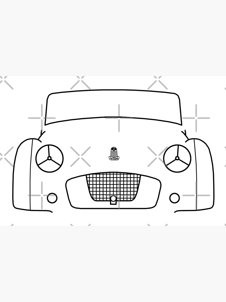 "Triumph TR2 classic British roadster sports car outline graphic (black ...