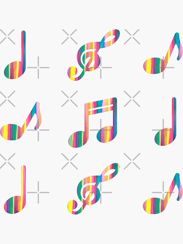 "Rainbow music notes" Sticker for Sale by OkihanaShop | Redbubble