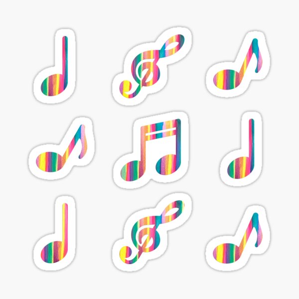 "Rainbow music notes" Sticker for Sale by OkihanaShop | Redbubble