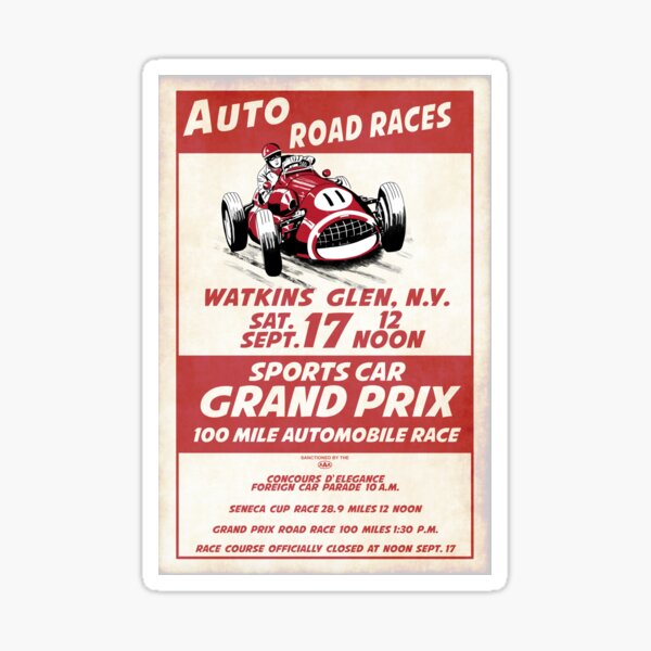 "Watkins Glen Auto Road Races" Sticker by rogue-design | Redbubble