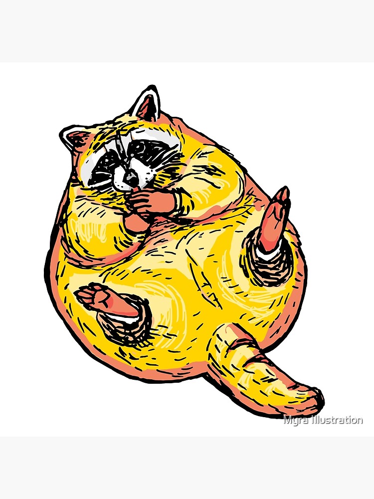 "Fat Raccoon Funny Cute Animal Comic" Poster by meruna | Redbubble