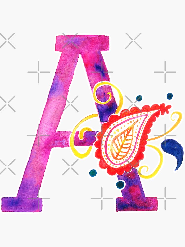 "Paisley monogram letter A" Sticker for Sale by cynhaller | Redbubble