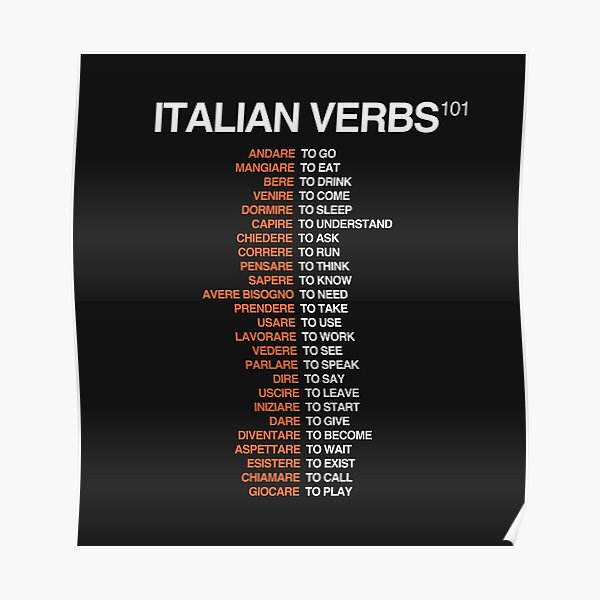 "Italian Verbs 101 - Italian Language" Poster by isstgeschichte | Redbubble