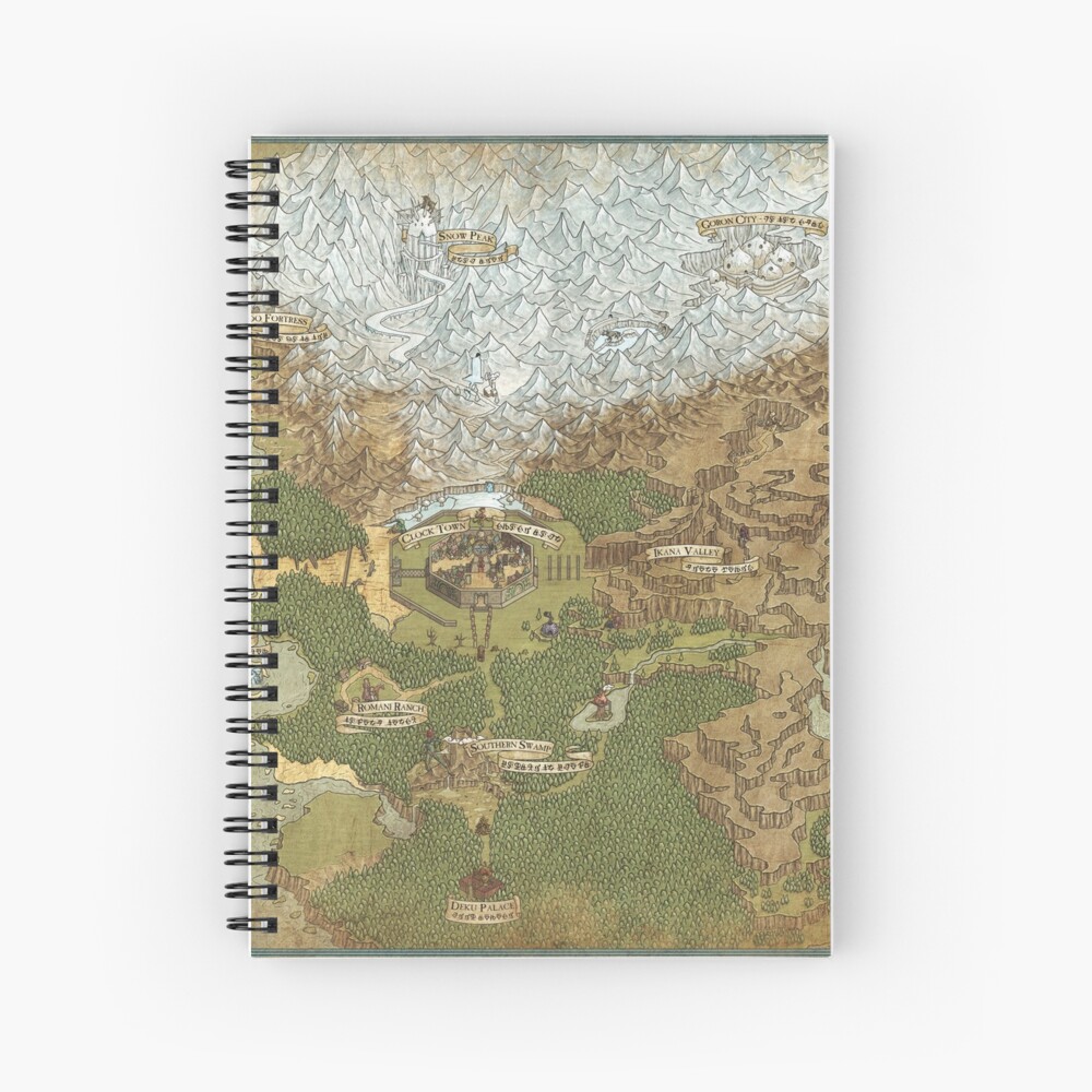 "The Lands of Termina - Giclée Map" Spiral Notebook for Sale by ...