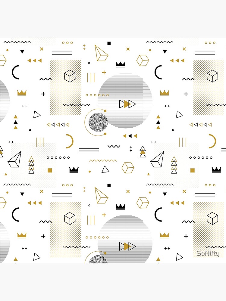 "Funky 80s eighties Gold Memphis Pattern Design" Metal Print by SoNifty ...