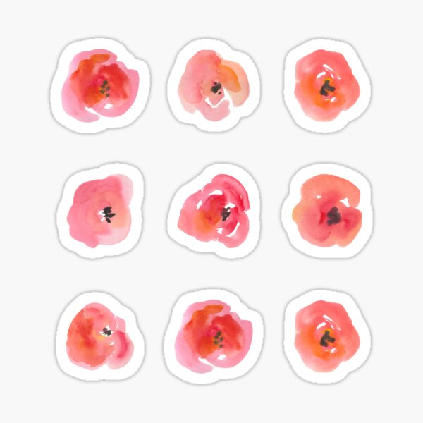 "Watercolor roses. Hand painted flowers. Set of stickers" Sticker by ...