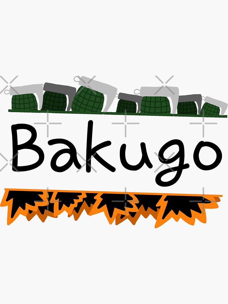 "Cool bakugo explosion name tag" Sticker by craftydinosaur | Redbubble