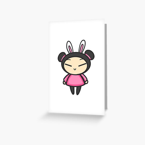 "Pink Bunny Pucca" Greeting Card for Sale by aishiiart | Redbubble