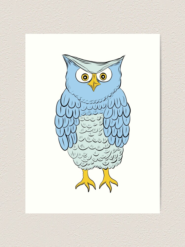 Lámina artística «Ilustración de dibujo de dibujos animados de búho ...