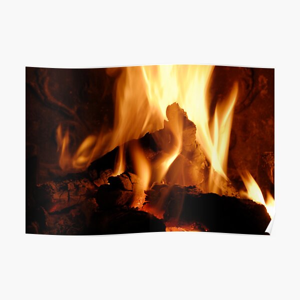 "Log fire in chimney" Poster by samisarkis | Redbubble