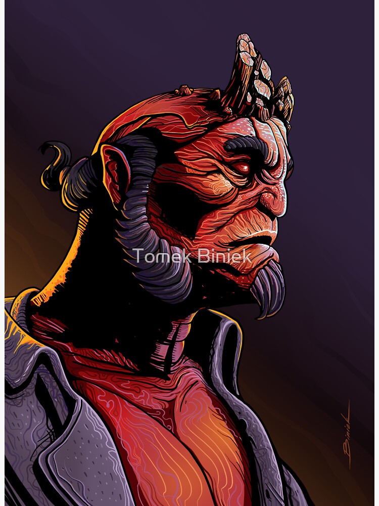 "Hellboy profile" Sticker by TomekBiniek | Redbubble
