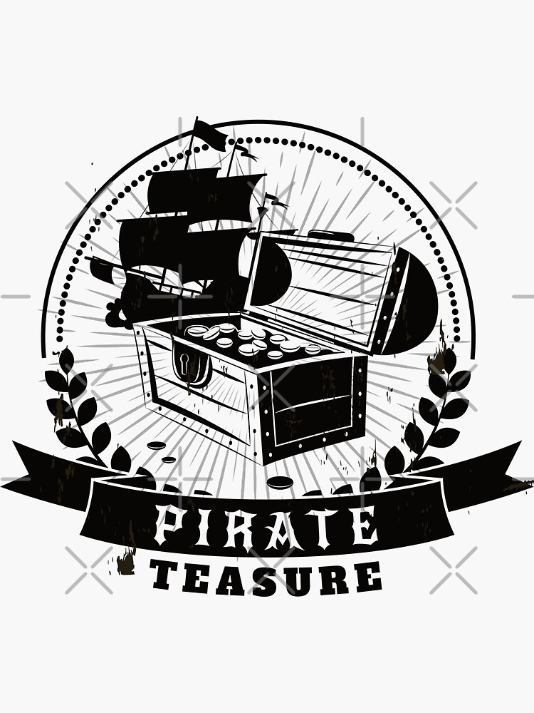 "Pirate ship treasure island chest gift" Sticker for Sale by ...