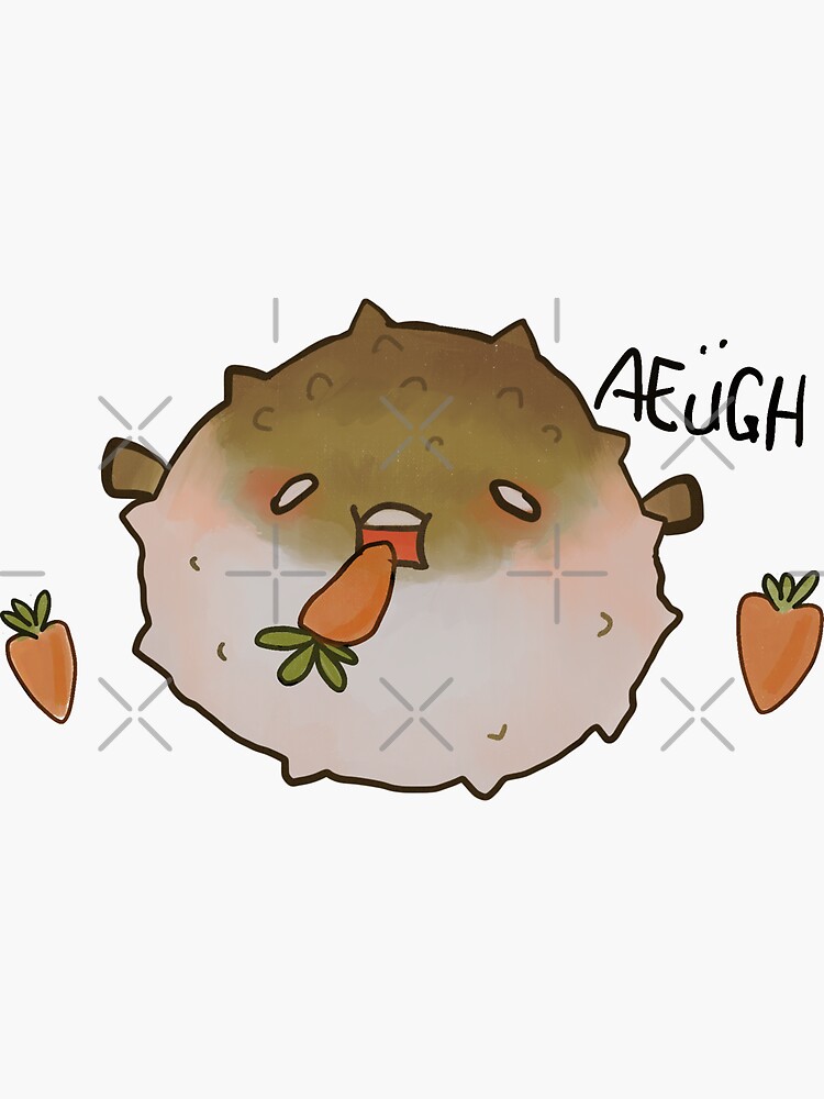 AEUGH” pufferfish eats carrot meme" Sticker for Sale by fugu-chef ...