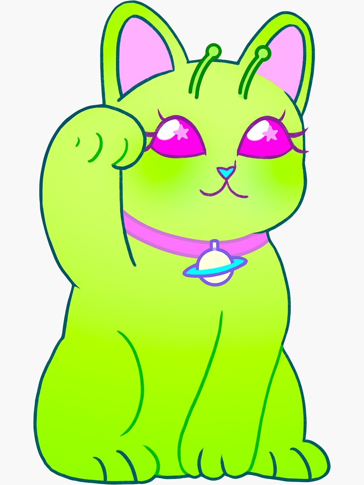 "Alien cat kawaii space kitty maneki neko" Sticker for Sale by Anjellyc ...