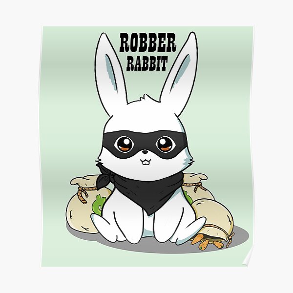 "Cute Robber Rabbit Cartoon" Poster for Sale by AshStore | Redbubble