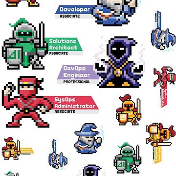 "AWS Certified 8-bit Characters - Large" Sticker for Sale by ...