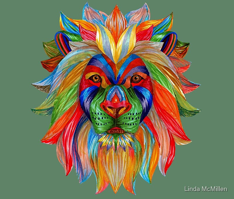 "Psychedelic Lion" by Linda McMillen | Redbubble