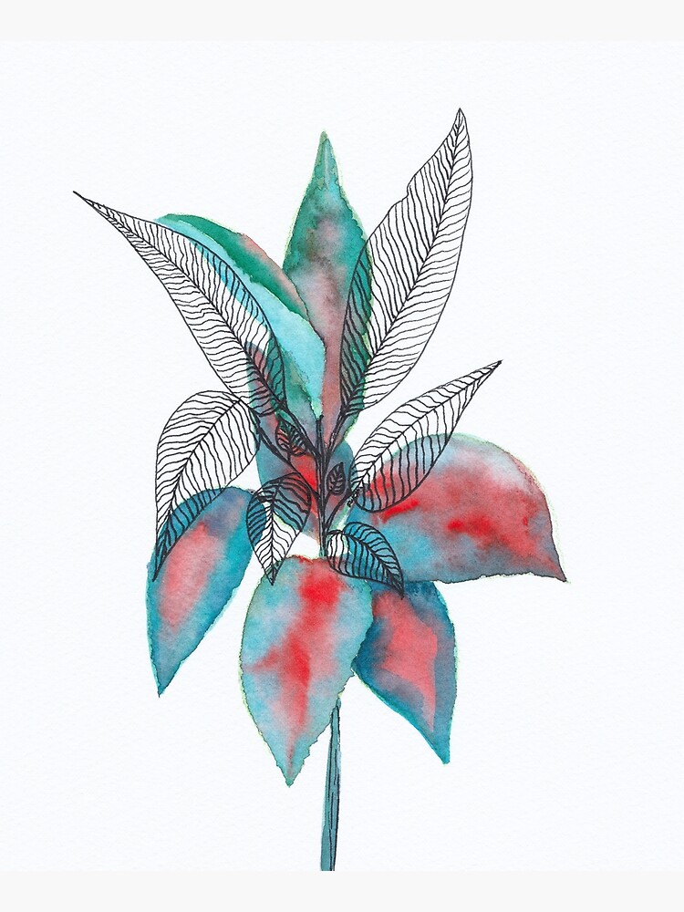 "Watercolor + ink leaves VI" Poster for Sale by vivigonzalezart | Redbubble