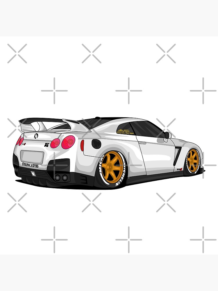 "Nissan gtr r35 white with gold rims " Poster for Sale by VenZolic ...