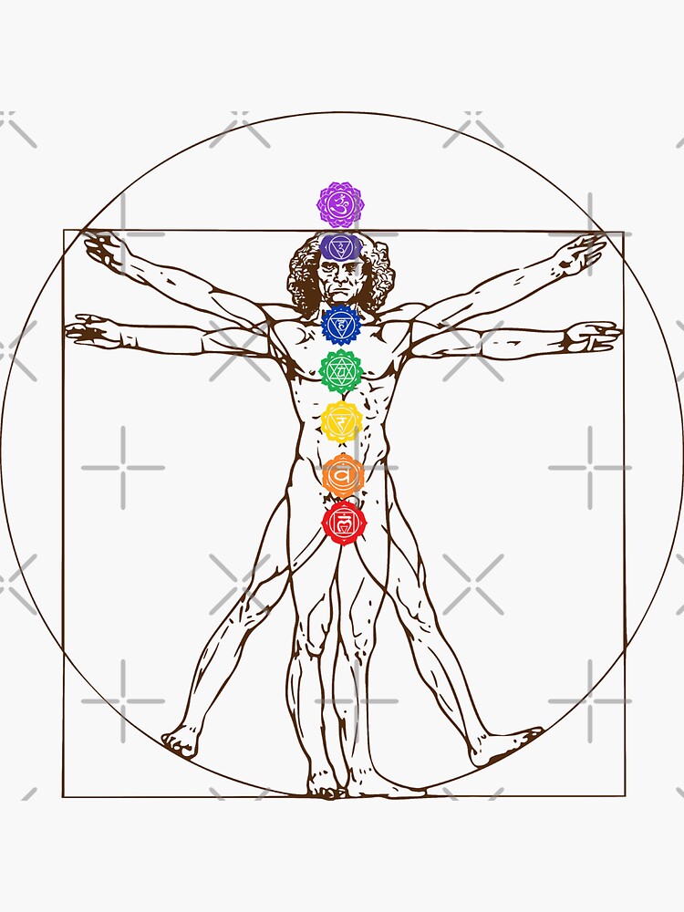 "Vitruvian Man Chakras - Funny Art" Sticker for Sale by NirvanaxStudio ...