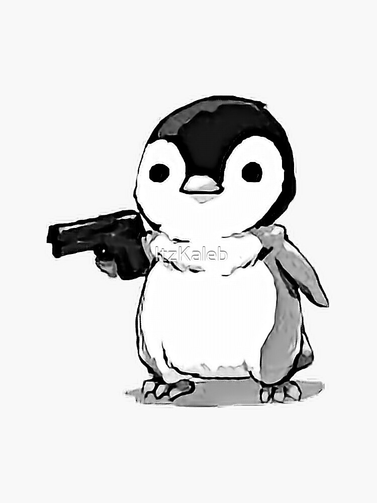 "Penguin/ Penguin with Gun" Sticker for Sale by ItzKaleb | Redbubble