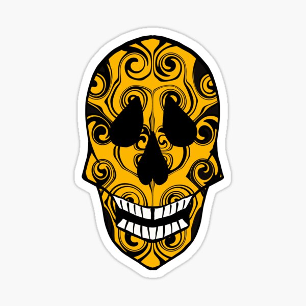 "Black and Gold Tribal Skull" Sticker by RegalQuill | Redbubble