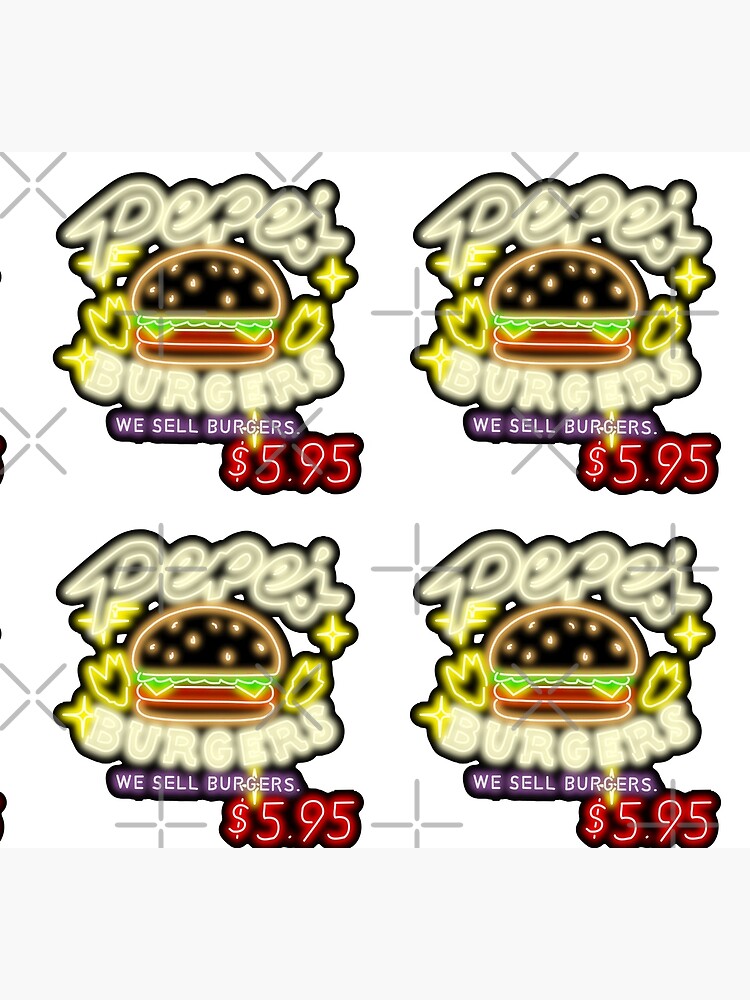 Neon Pepe's Burgers Logo From Steven Universe On White Socks