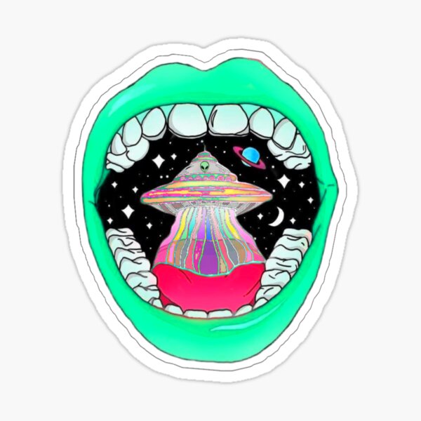 "trippy mouth alien" Sticker for Sale by lilstickies | Redbubble