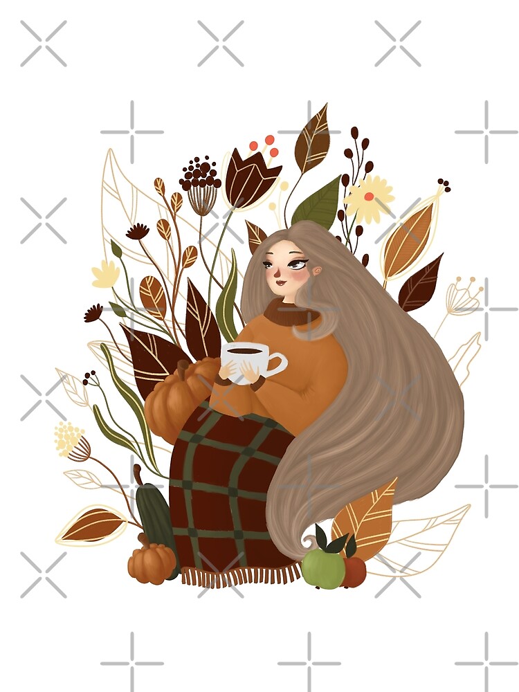"Cozy Autumn Girl Digital Art" Poster by Chloes-drawings | Redbubble