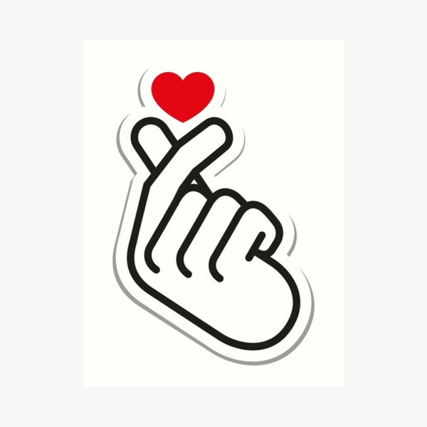 Lámina artística «Icono de signo coreano de corazón con mano, pequeño ...