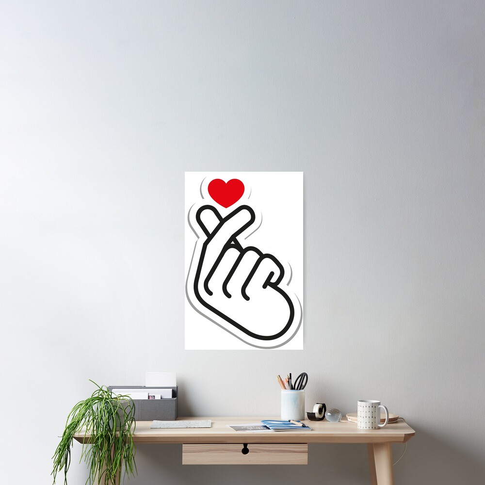 Póster «Icono de signo coreano de corazón con mano, pequeño corazón ...