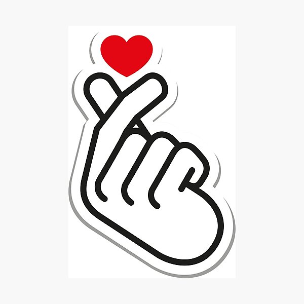 Lámina fotográfica «Icono de signo coreano de corazón con mano, pequeño ...