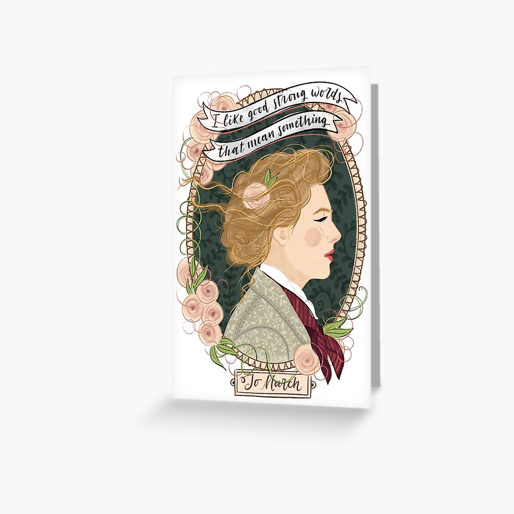 "Little Women potraits: Jo March botanical illustration" Greeting Card ...