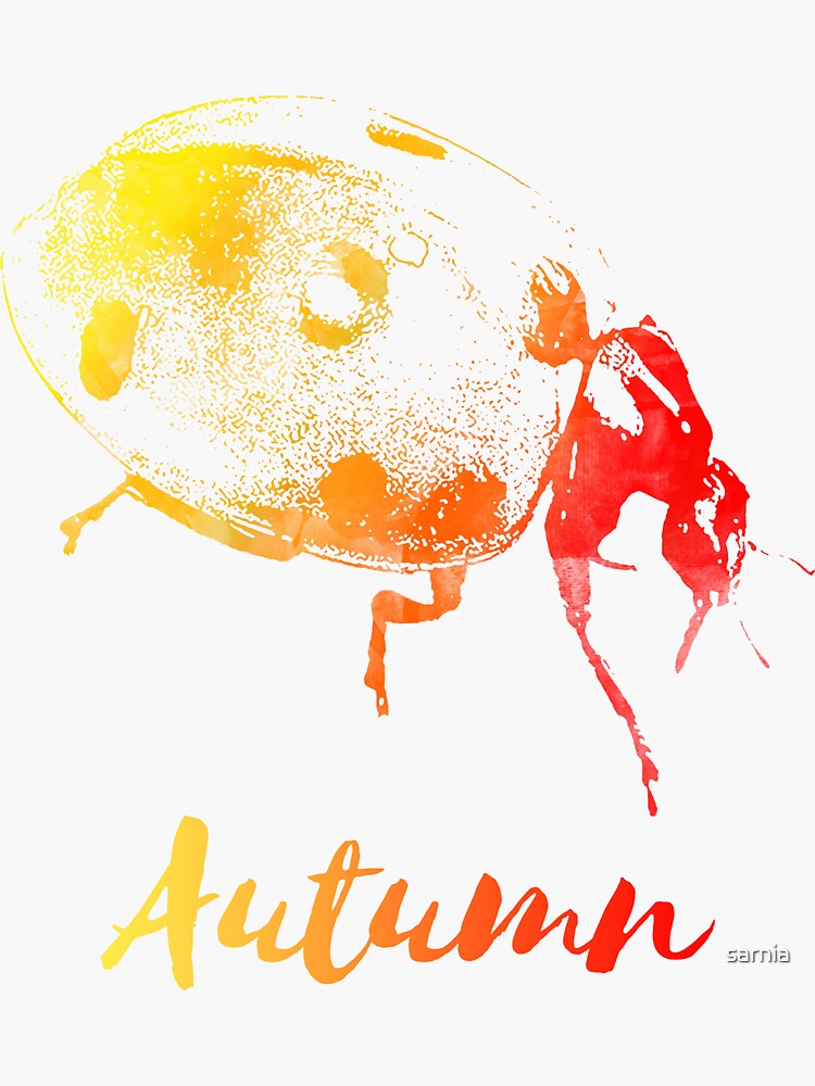 "Autumn Ladybug Watercolor" Sticker by sarnia | Redbubble