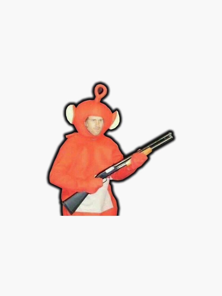 "Teletubbie With Gun" Sticker for Sale by n0clip | Redbubble