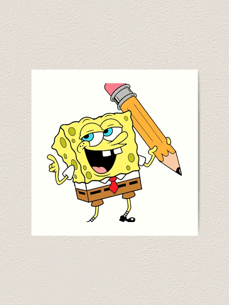 "spongebob studying funny meme sticker " Art Print for Sale by Grace ...