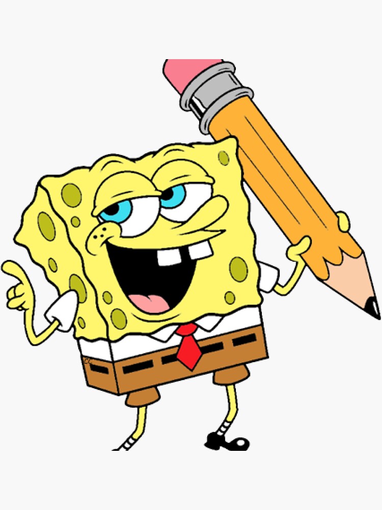 "spongebob studying funny meme sticker " Sticker by Grace-Cop | Redbubble