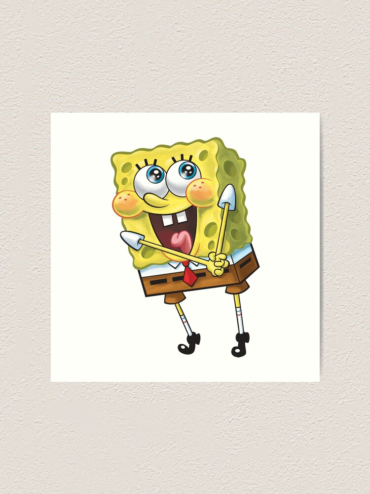 "spongebob in love blushing cute meme " Art Print by Grace-Cop | Redbubble