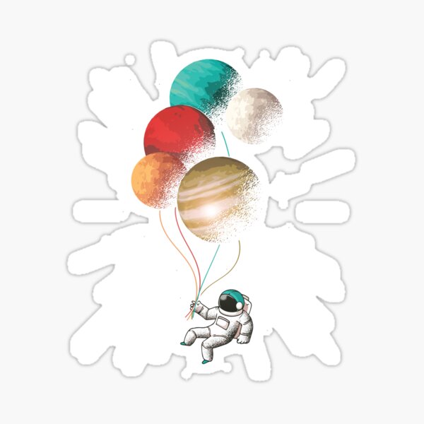 "Spaceman planets balloons space astronomy" Sticker for Sale by AaaleXX ...