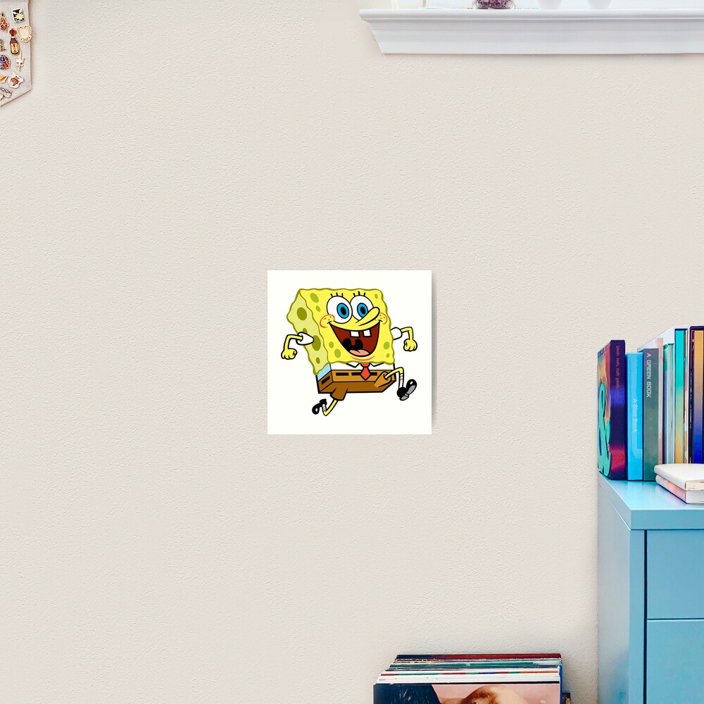 "spongebob running meme sticker " Art Print by Grace-Cop | Redbubble
