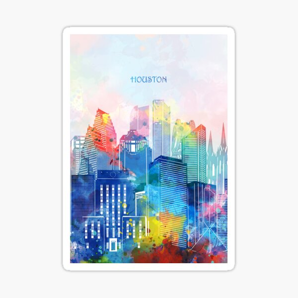 "houston skyline" Sticker for Sale by BekimART2 | Redbubble