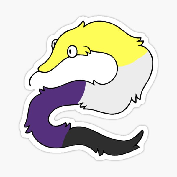 "non-binary pride worm on a string" Sticker by ellalune | Redbubble